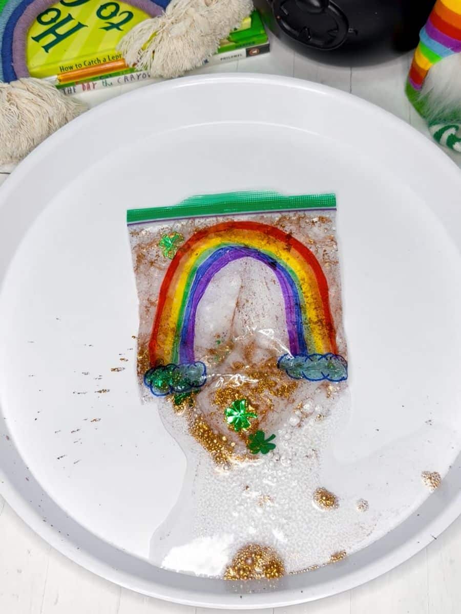 Exploding Rainbow Gold Science Experiment - beyond the playroom